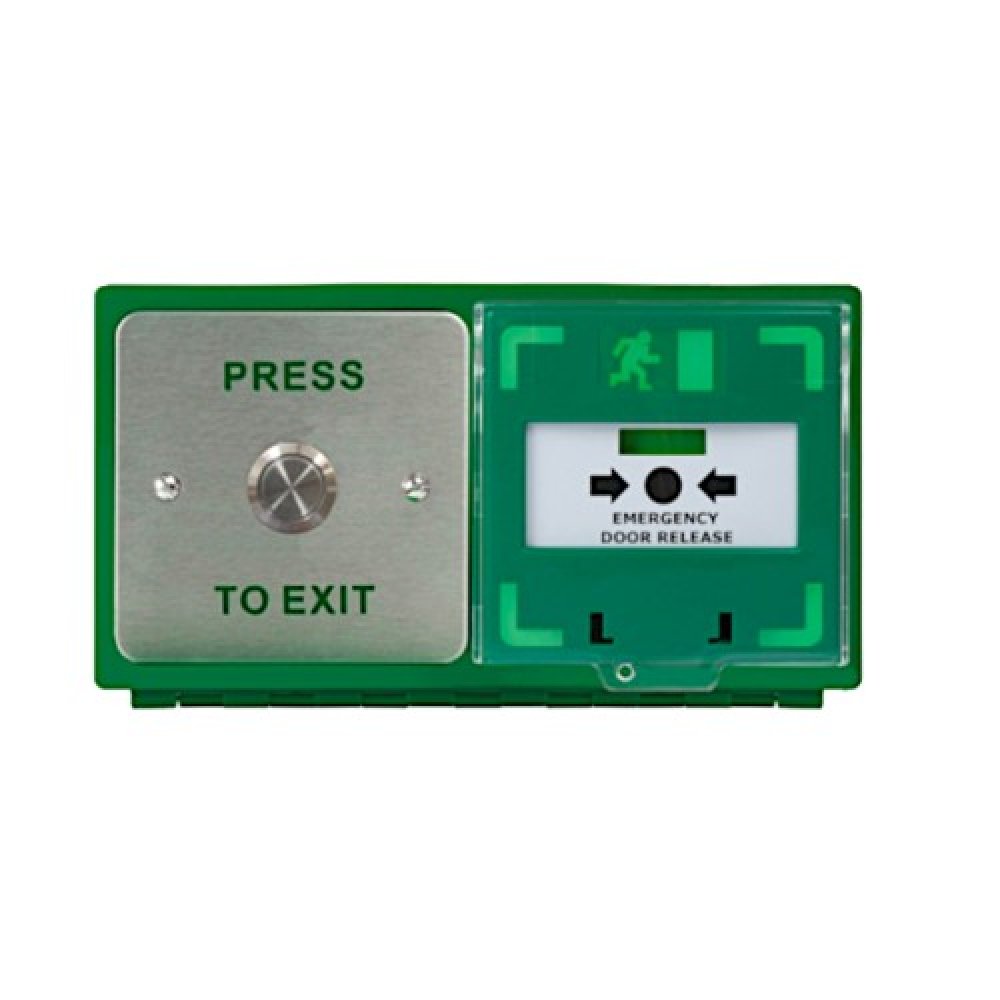 ICS Dual Unit MCP110 Call Point With 19mm Stainless Steel Exit Button