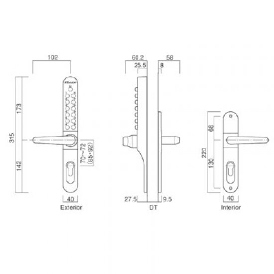Keylex 700 Narrow Style Push Button Lock