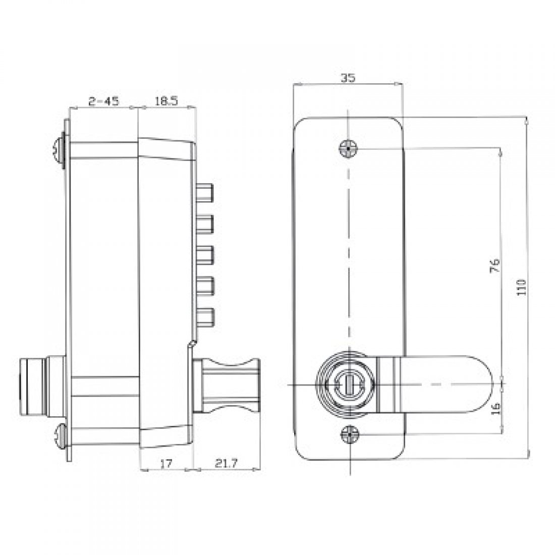 Lockey LC200 Mechanical Push button Cabinet lock
