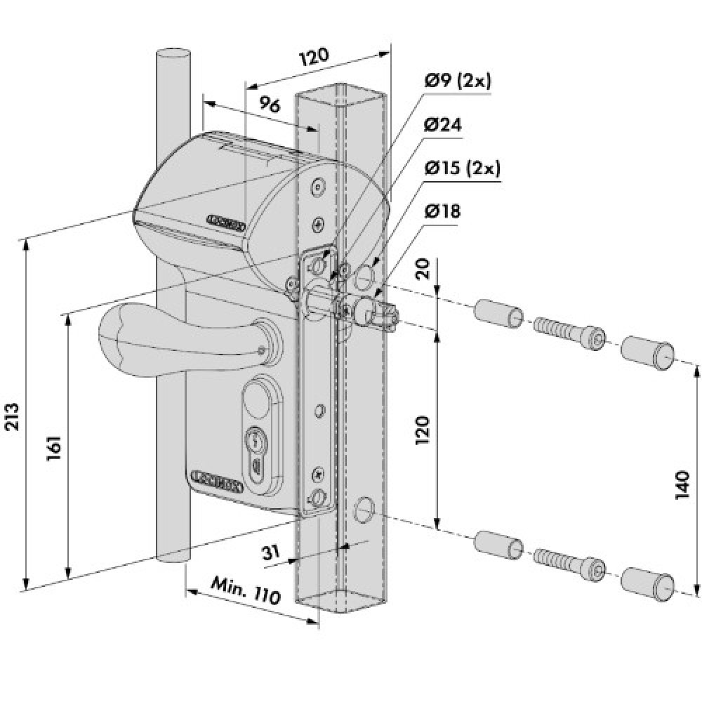 Locinox Valentino 40/40 Battery Operated Electronic Gate Lock Surface ...