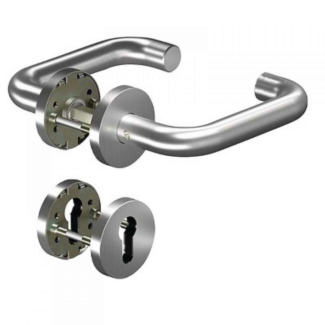 Dormakaba Ogro Core Round Bar Return Lever Handle Set To Suit SVP Lock