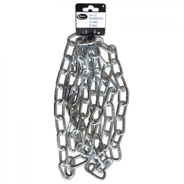 Asec Steel Welded Chain Silver 2.5m Length