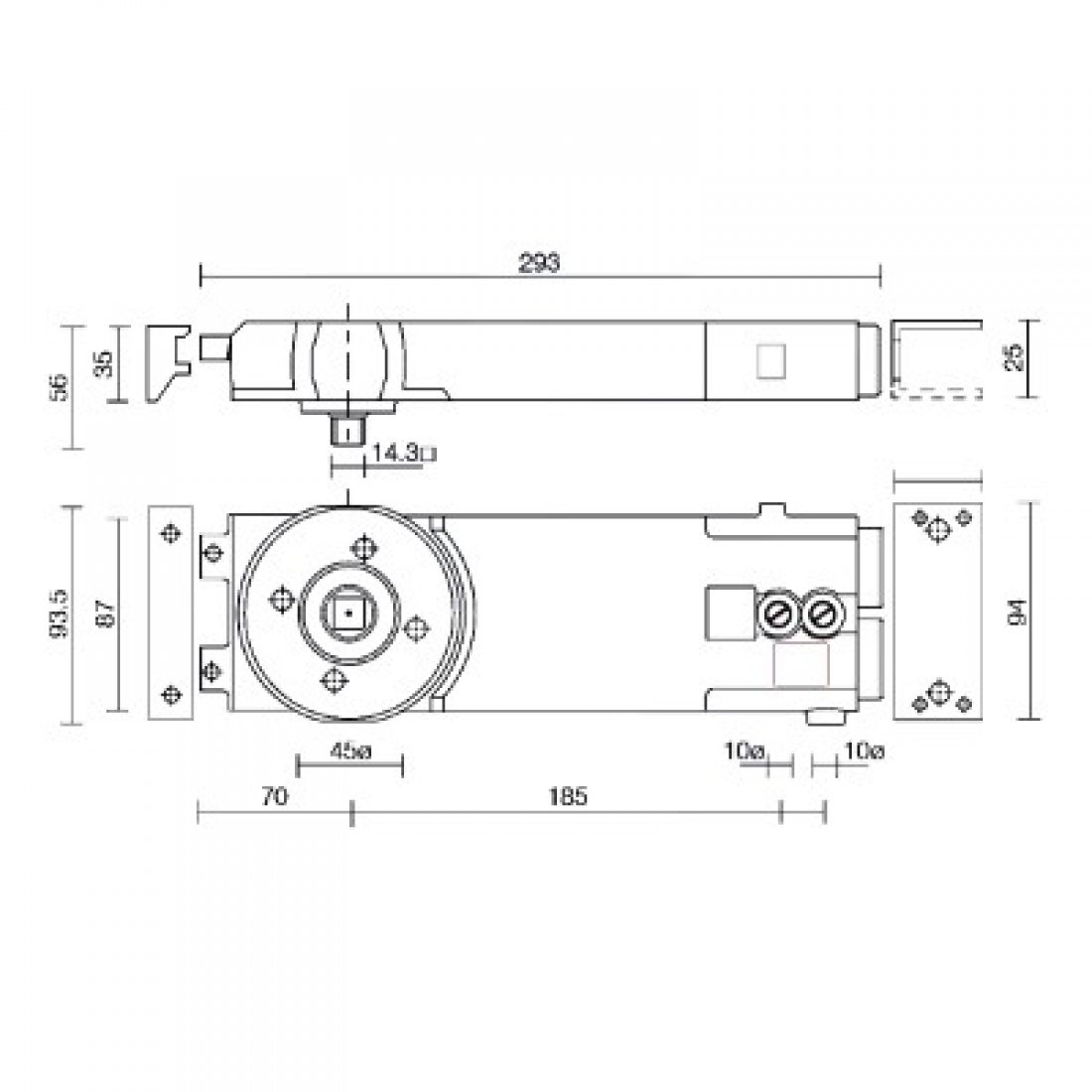 Axim Transom Door Closer Size 2 Body Only 8802