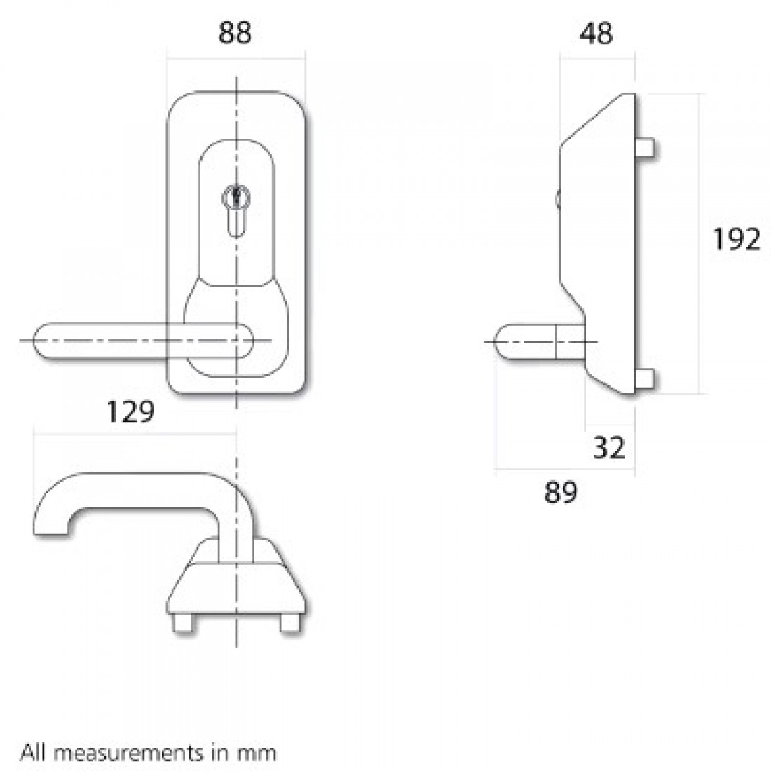 Exidor 710EC Lever Operated Outside Access Device