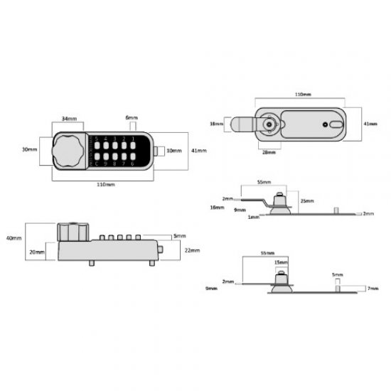 Borg Locks BL1516 Horizontal Mini Cabinet Lock Easicode Pro c/w Cam