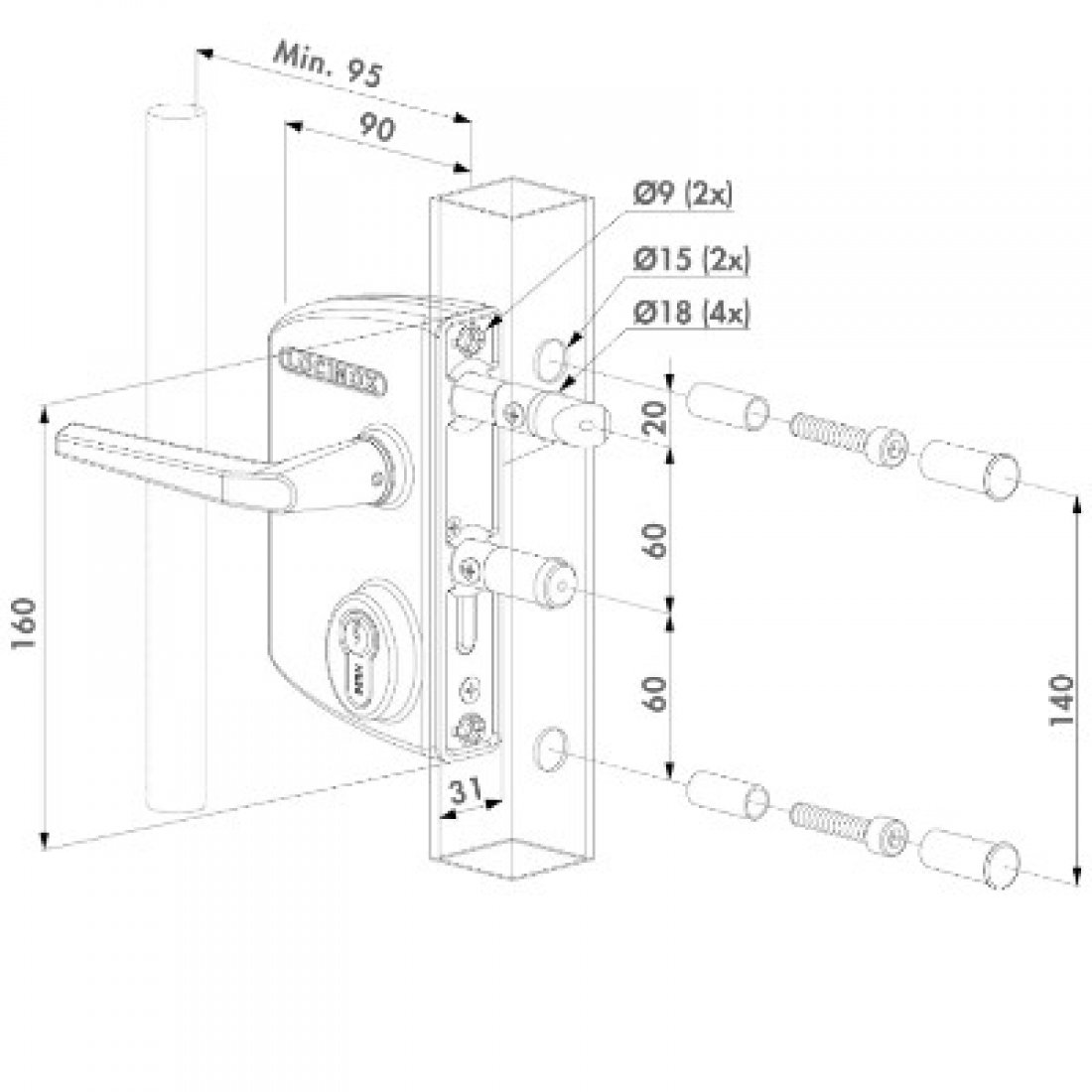 Locinox Surface Mounted Gate Lock