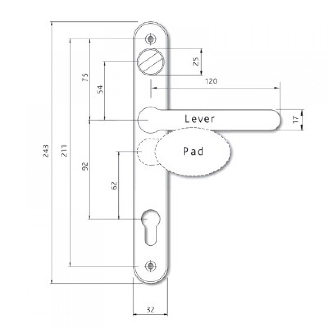 Fab and Fix Upvc Balmoral 92/62 Lever Pad Handles with Snib