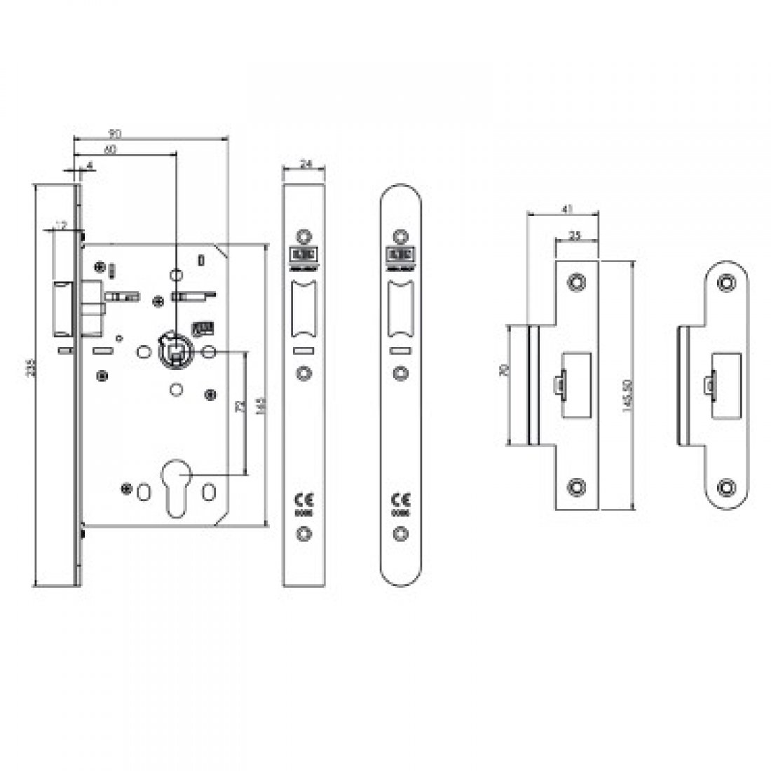 Union 60mm HD72 Deadlocking Mortice Nightlatch