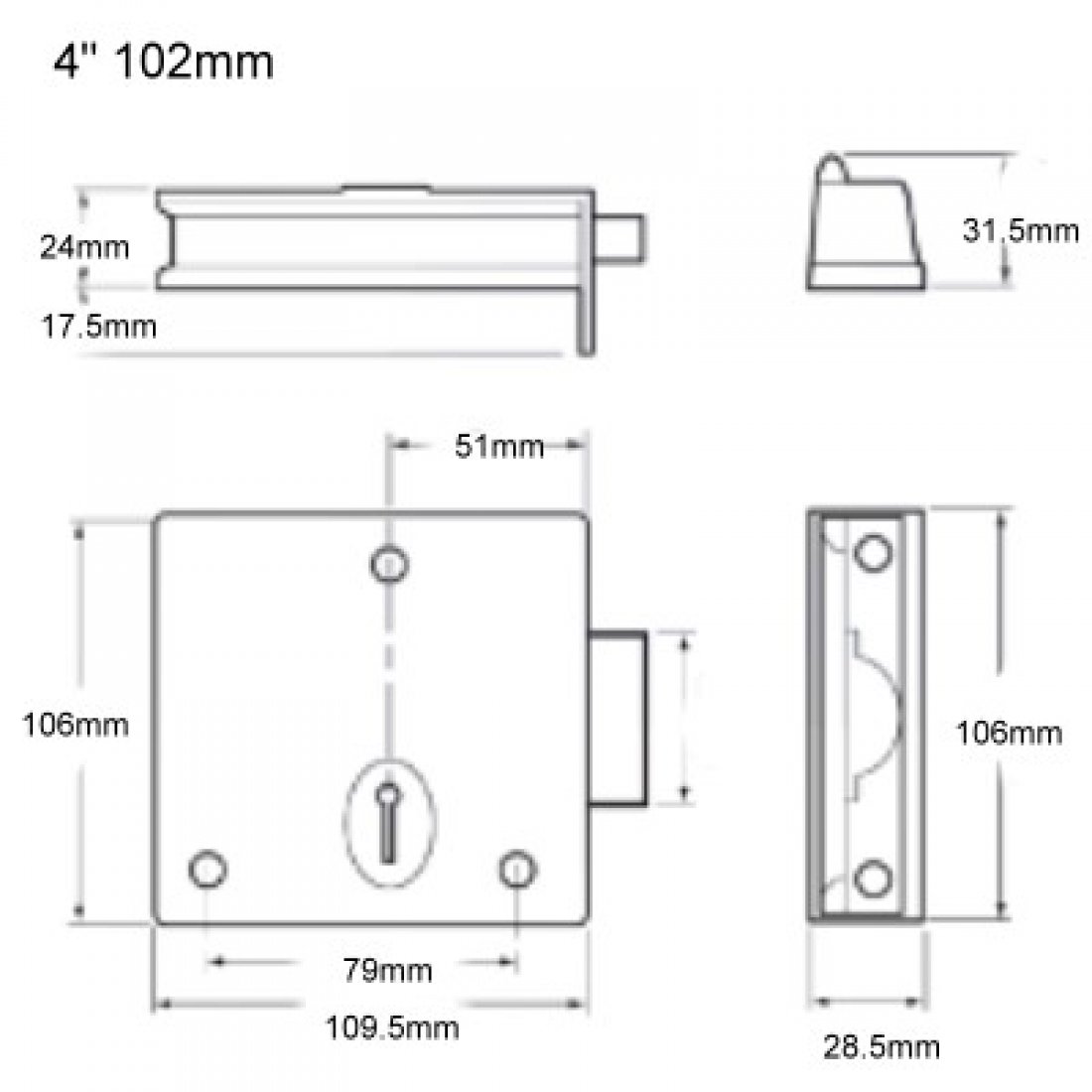 Union 1139 3 Lever Rim Deadlock