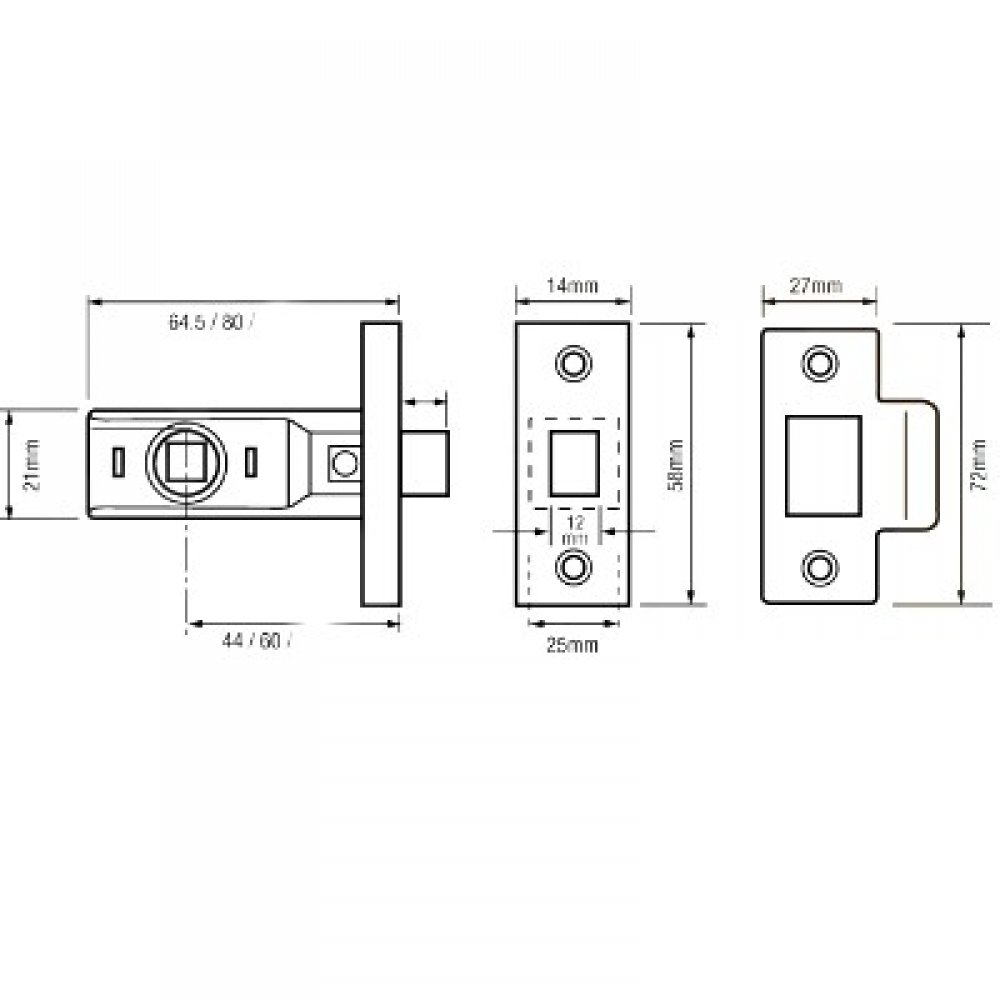 Rebated Tubular Latch 2650