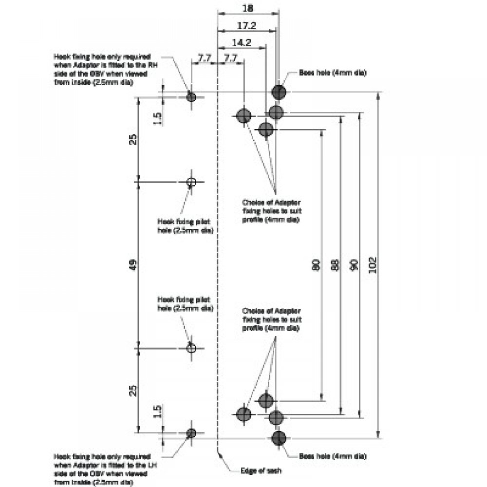 Winkhaus OBV Adaptor Plate For Aluminium Windows