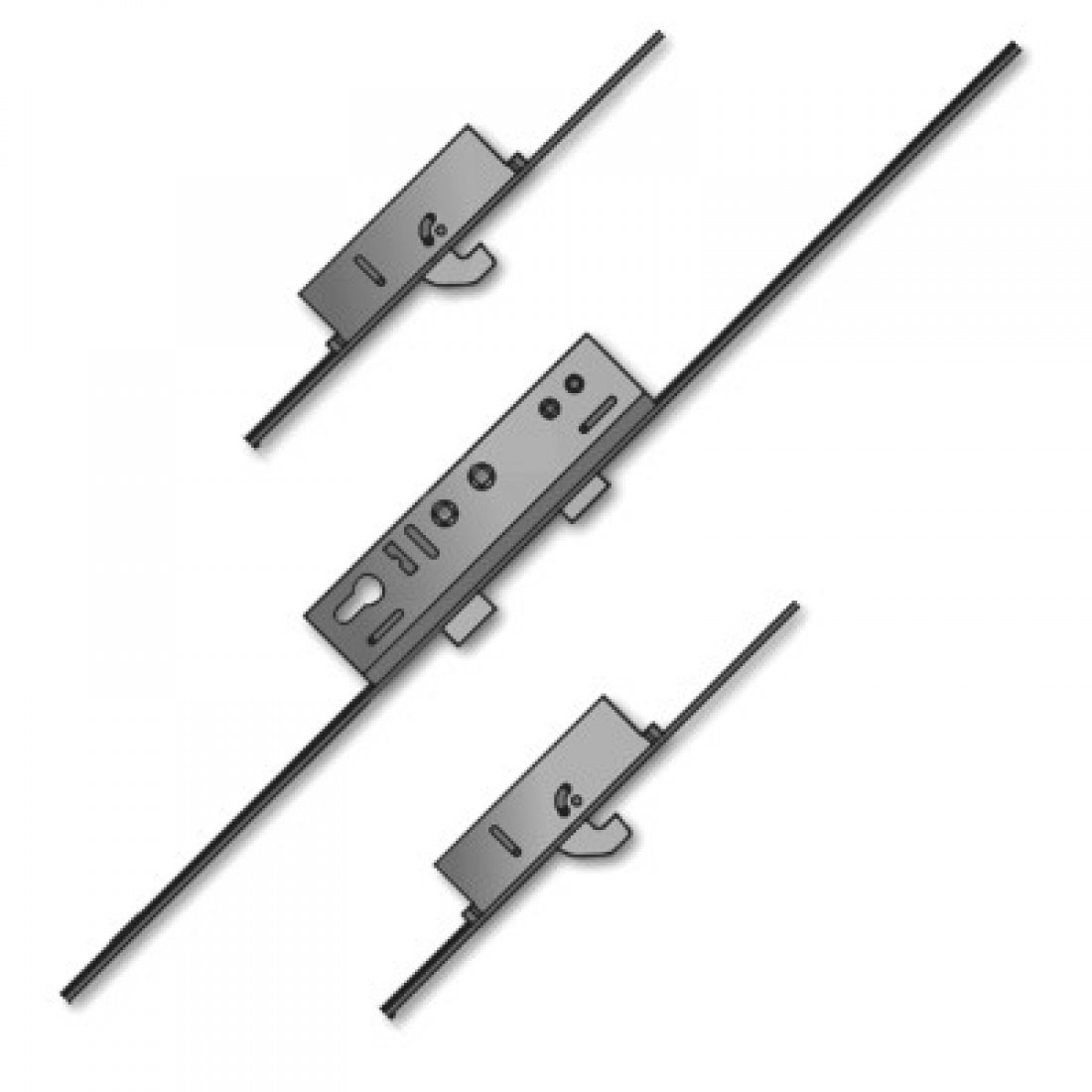 Lockmaster Lever Operated Latch & Deadbolt Twin Spindle - 2 Hook