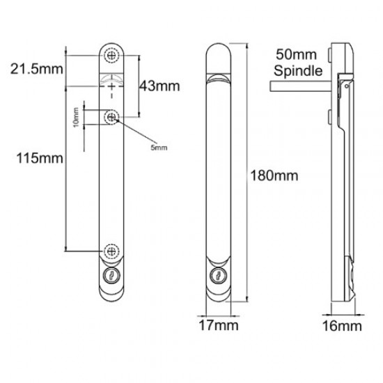 Jackloc Inline Espag Handle With fixed Spindle