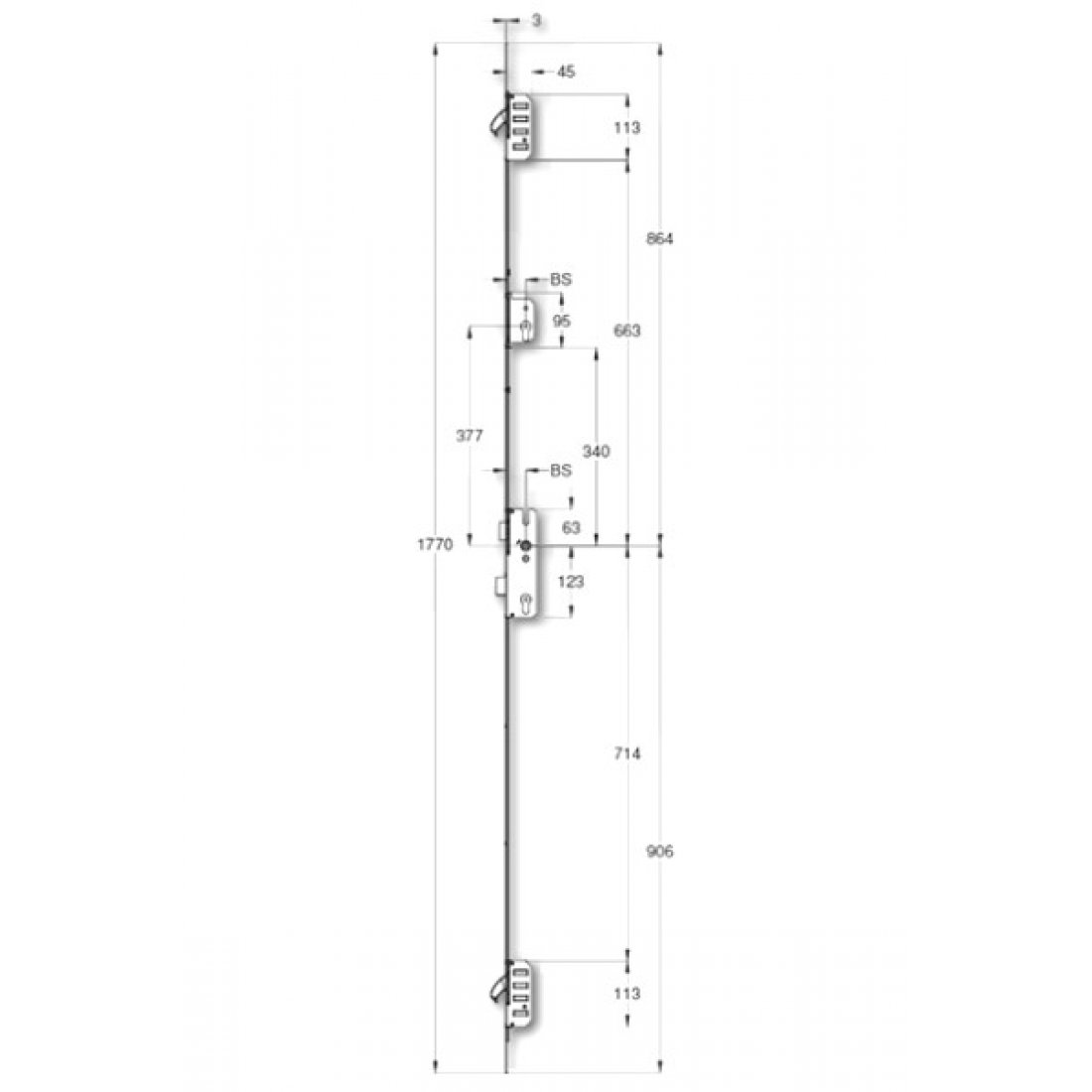 Winkhaus Cobra Short Multipoint lock Split Spindle 2 Hook and Lockout