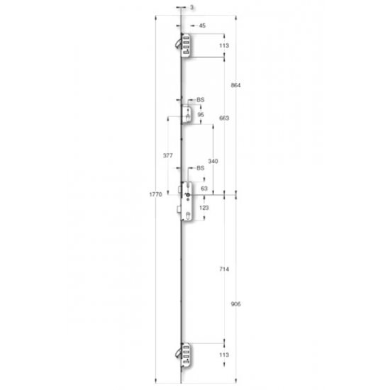 Winkhaus Cobra Short Multipoint lock Split Spindle 2 Hook and Lockout