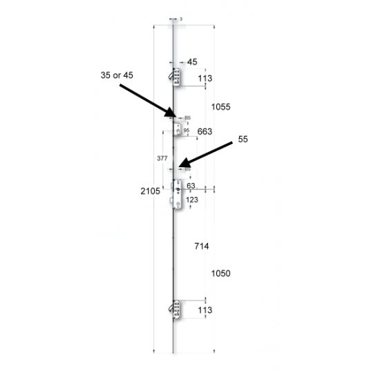 Winkhaus Cobra Multipoint lock Split Spindle 2 Hook and Lockout