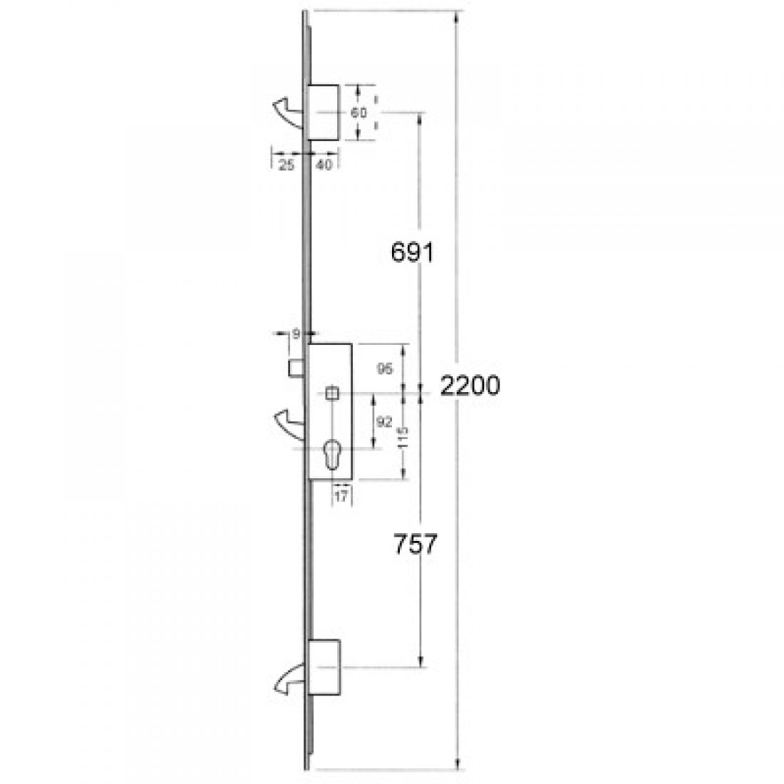 Yale YS170 3 Hookbolt Split Spindle Multipoint Lock