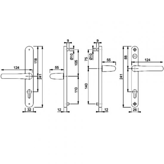Hoppe Tokyo 92/62 Lever/Lever Narrow Backplate Door Handle With ...