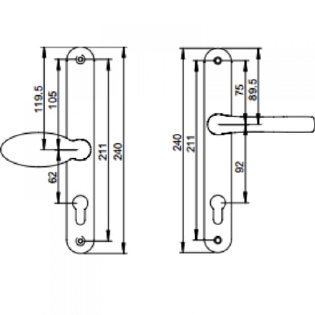 MILA Supa 92/62mm Lever/Pad - 240mm Backplate