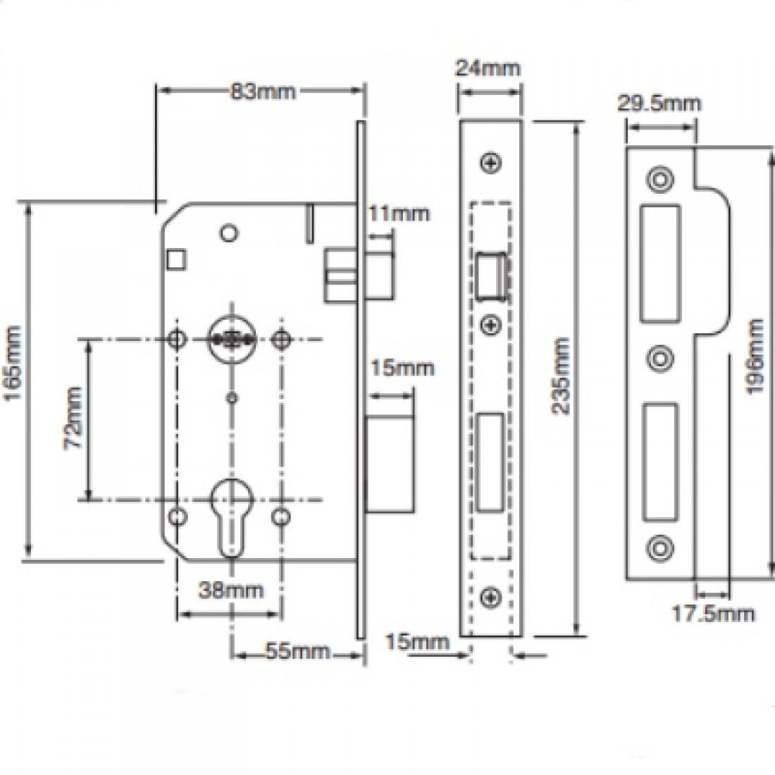 Union L2C26 Euro Profile Escape Sash Lock