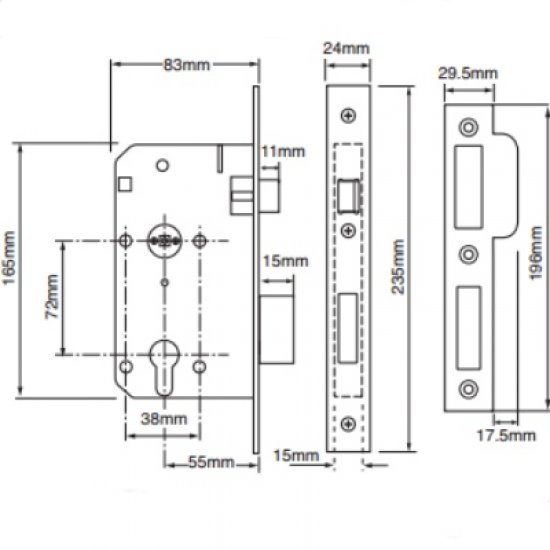 Union L2C26 Euro Profile Escape Sash Lock