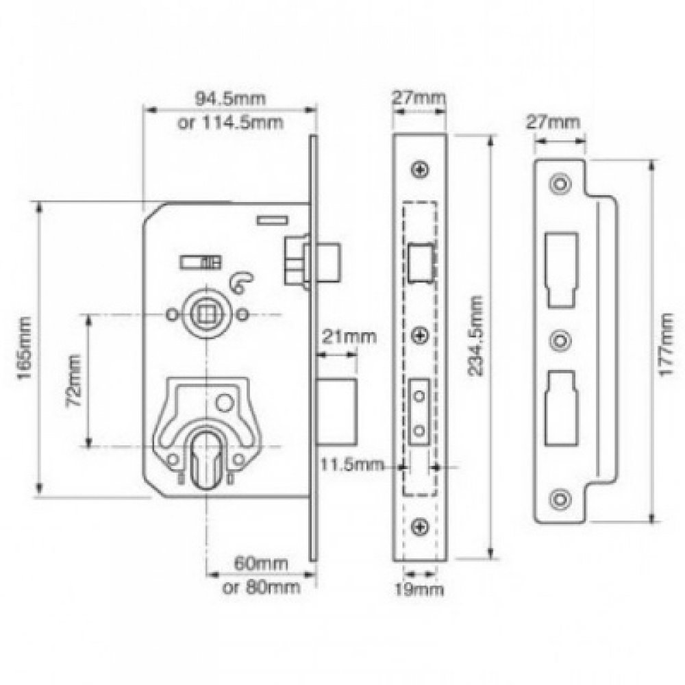 Union L2270 Mortice Sash Lock