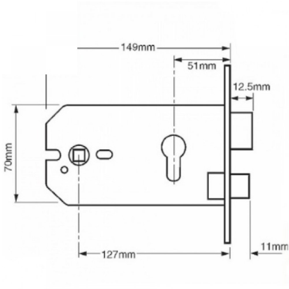 Union L2049 Euro Profile Horizontal Mortice Lock