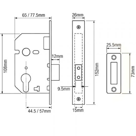 Union L2149 Euro Profile Mortice Deadlock