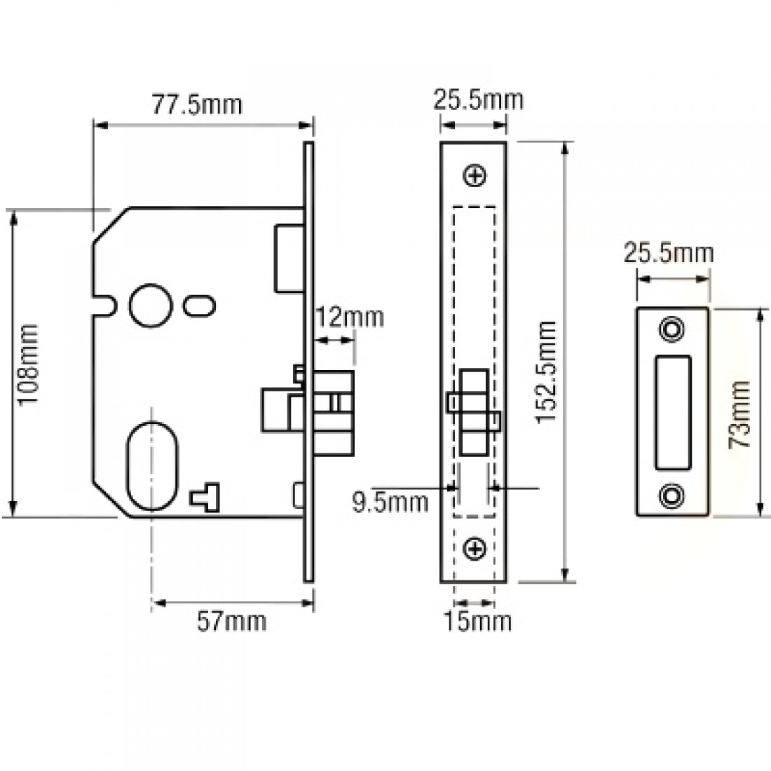 Oval Profile Mortice Sliding Door Lock