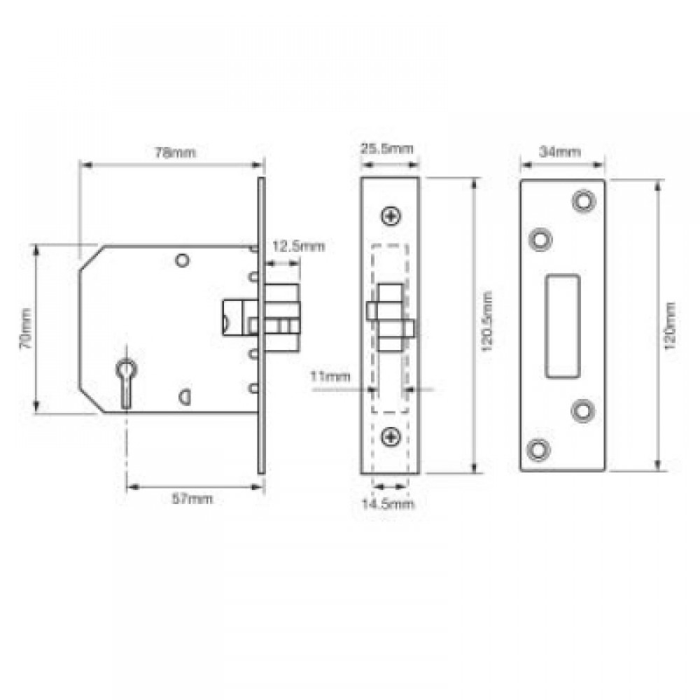 Union 2401 5 Lever Sliding Door Lock