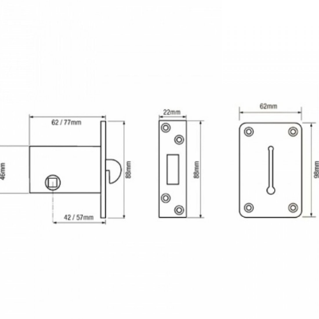 Willenhall Locks 3000HL Hook bolt Sliding Door Latch