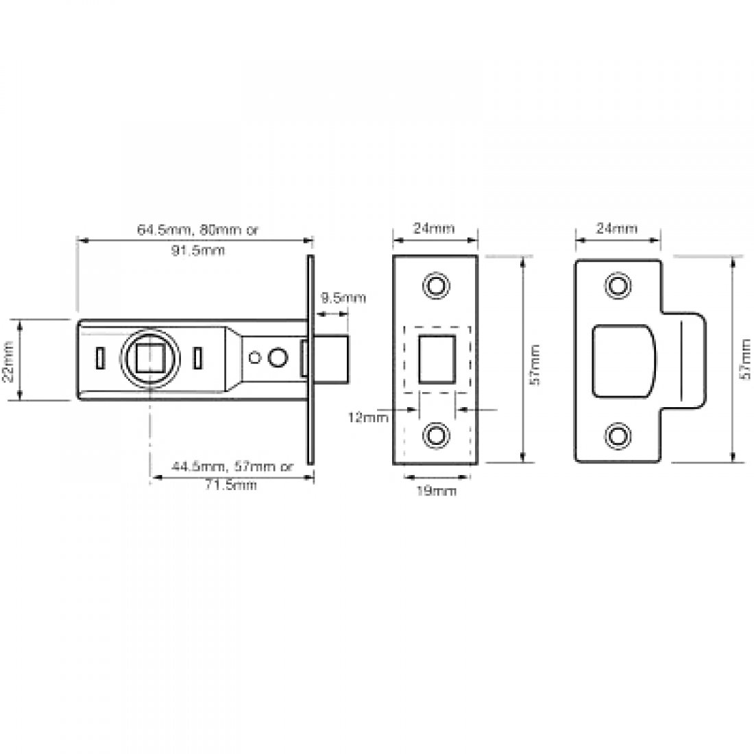 Union 2648 Tubular Mortice Latch