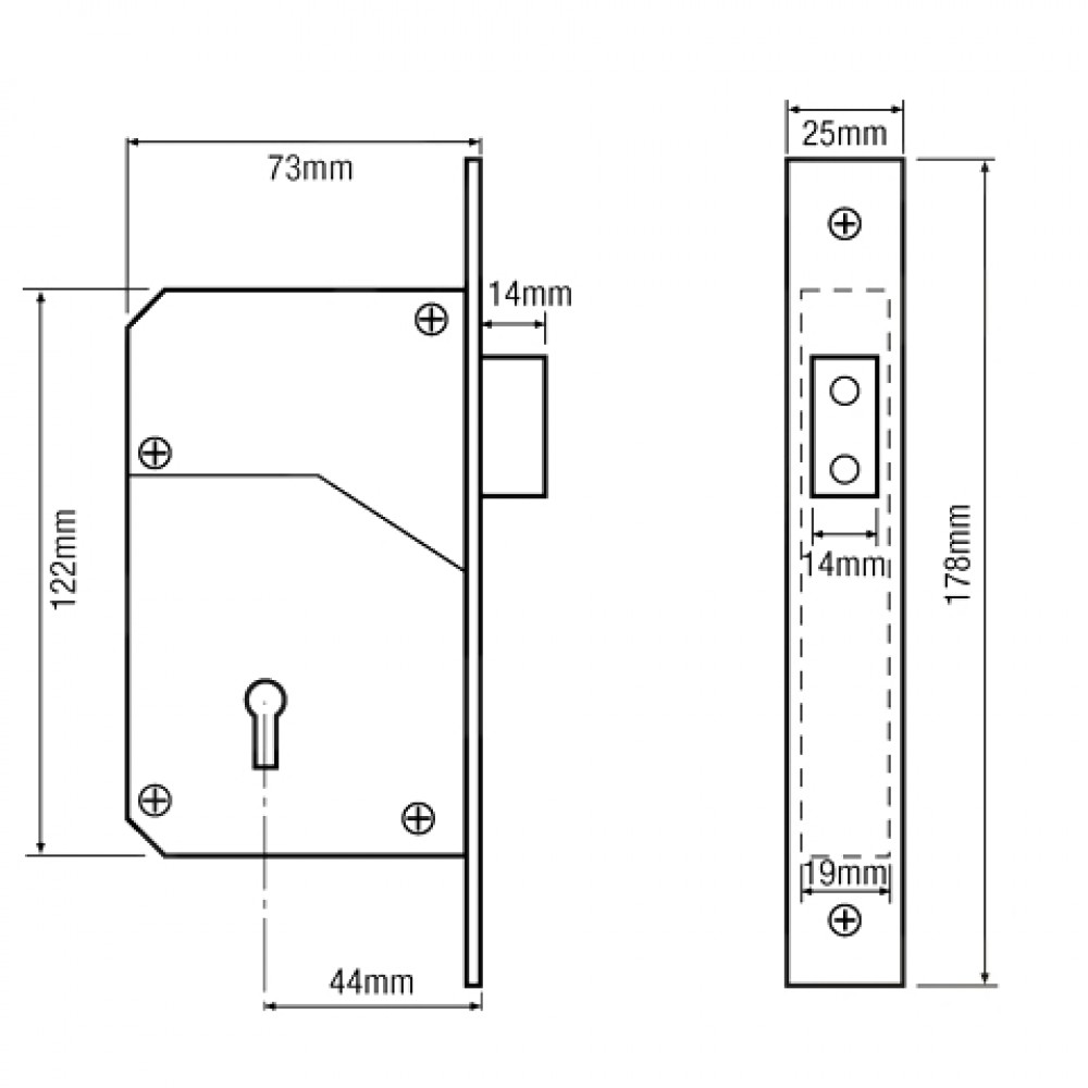 Chubb/Union 3G110 Five Detainer Mortice Deadlock