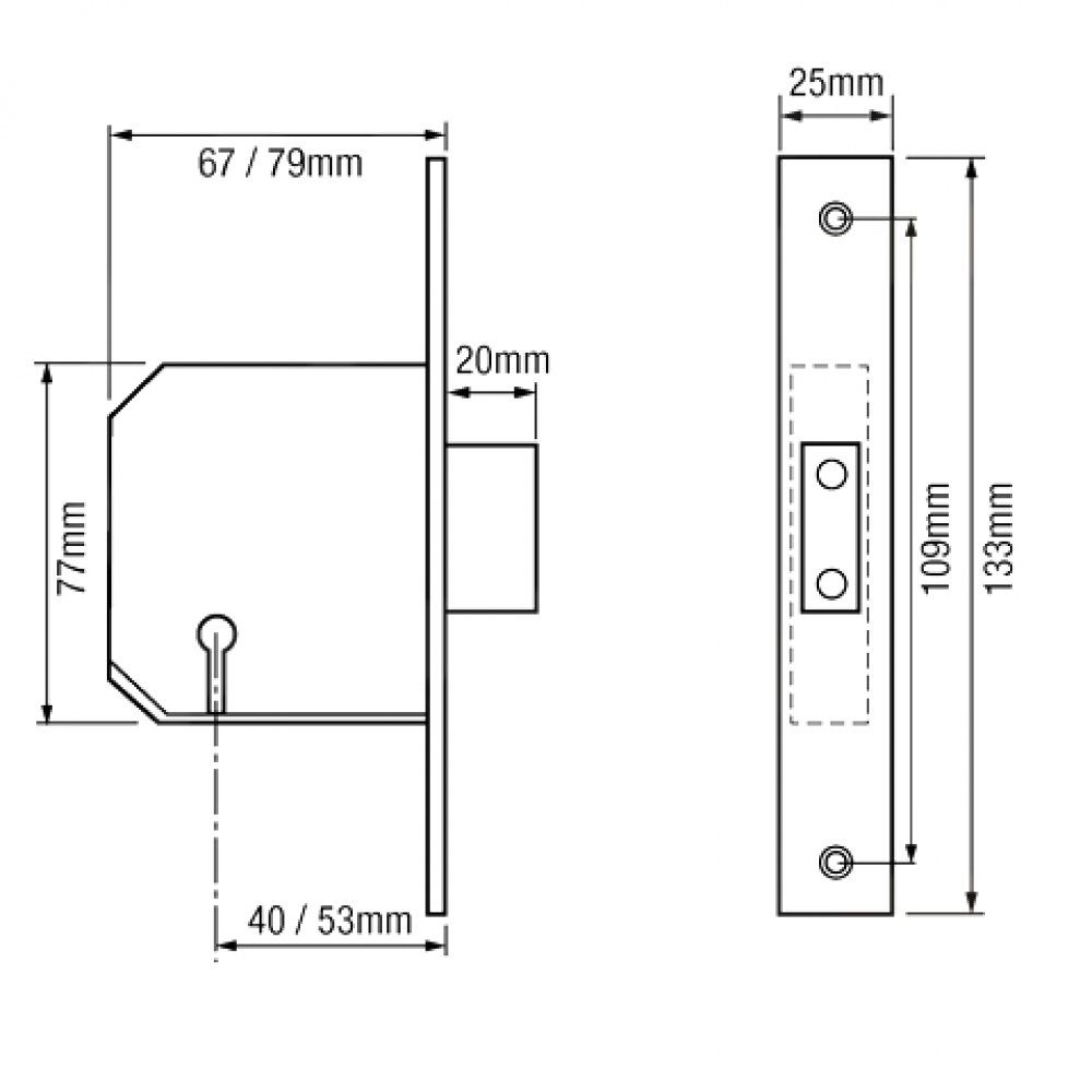 Chubb Union 3G114E BS2007 Five Lever Mortice Deadlock