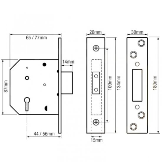 Era Viscount Five Lever Contract Mortice Deadlock