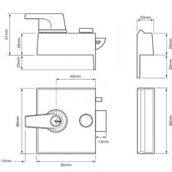 Union 1097 Auto Deadlocking Rim Latch