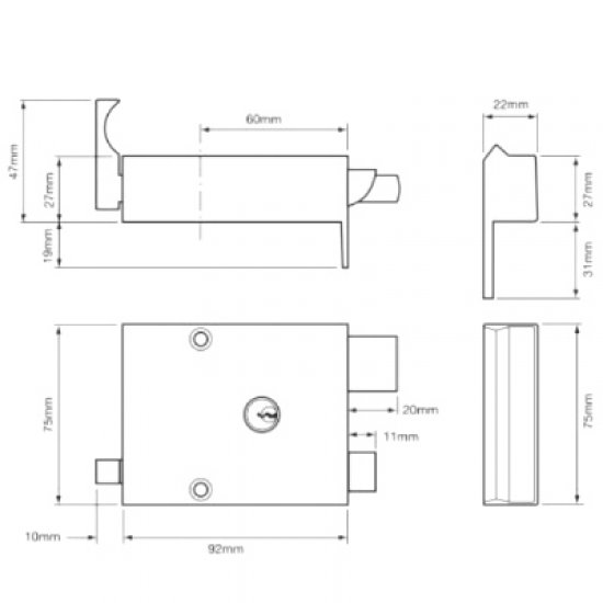 Union 1332 60mm Drawback Lock