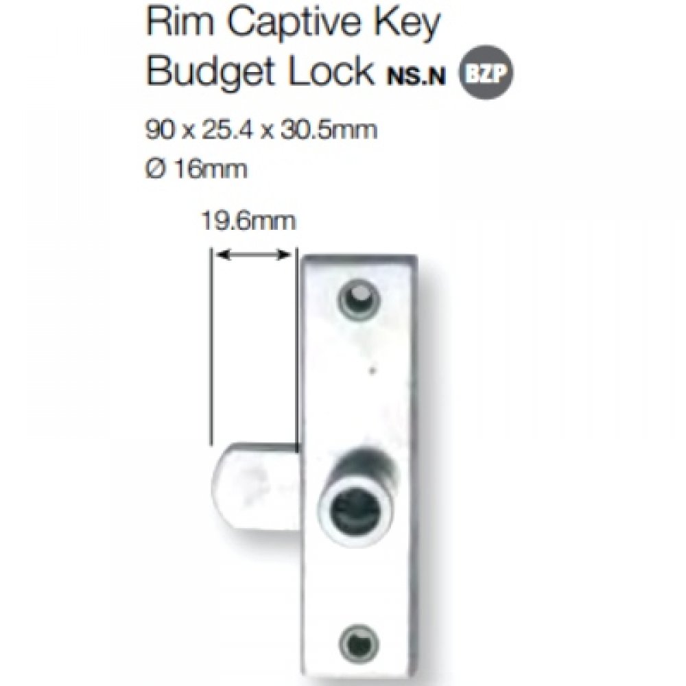 Captive Key Budget Lock Rim Mounted
