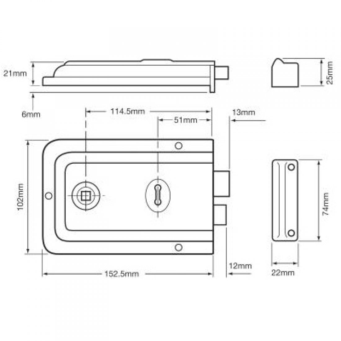 Union 1445 Lever Rim Lock