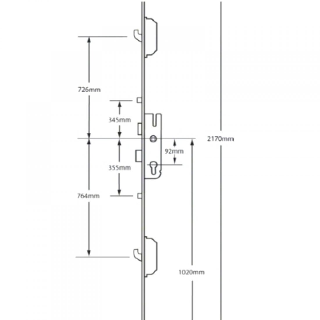 GU Europa Inboard Lever Latch Deadbolt Split Spindle 2 Hook 2 Roller