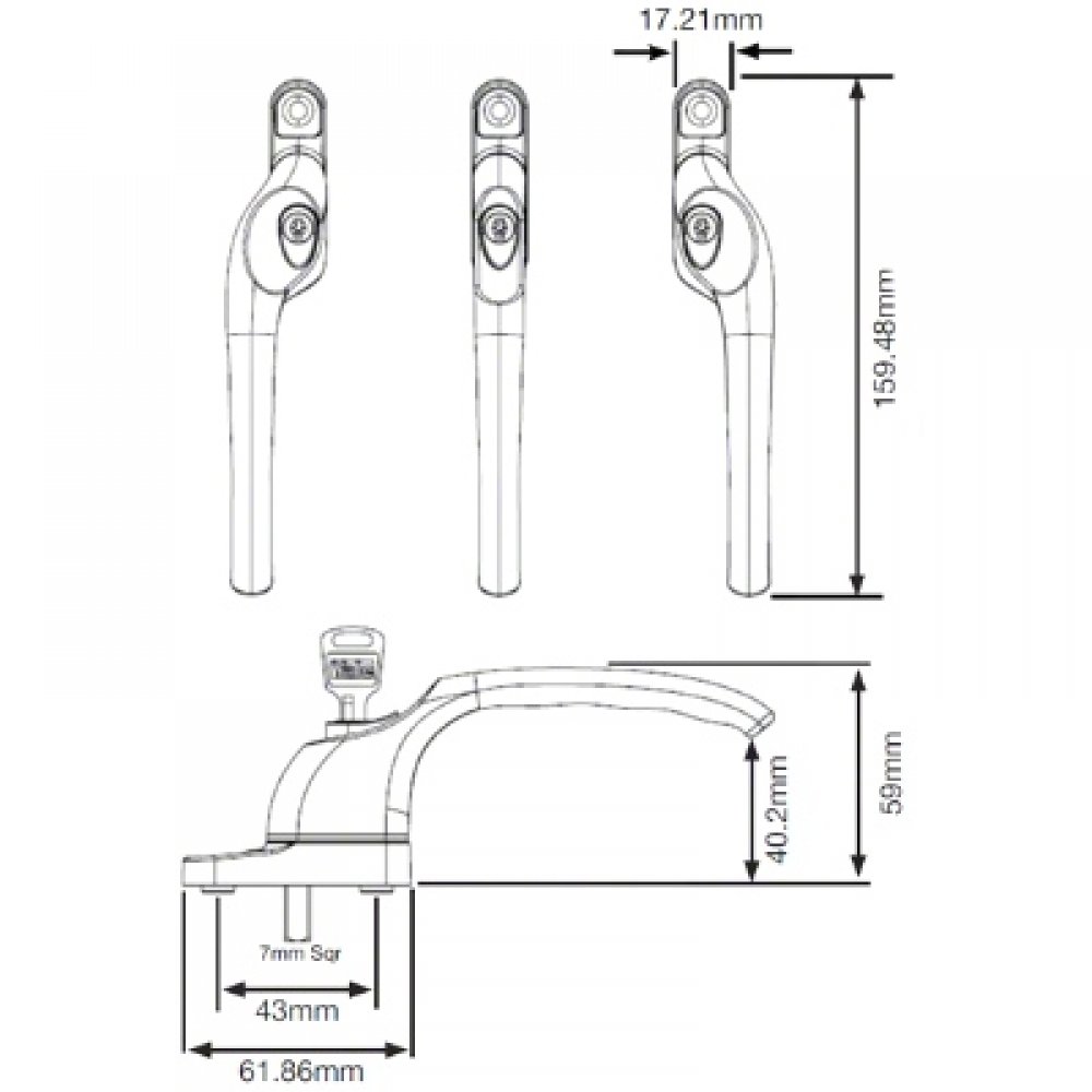 Yale YWHLCK40 Espag Offset Window Handle