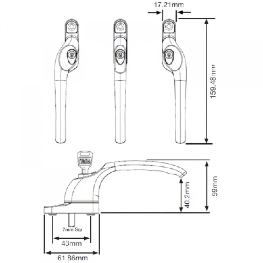 Yale YWHLCK40 Espag Offset Window Handle