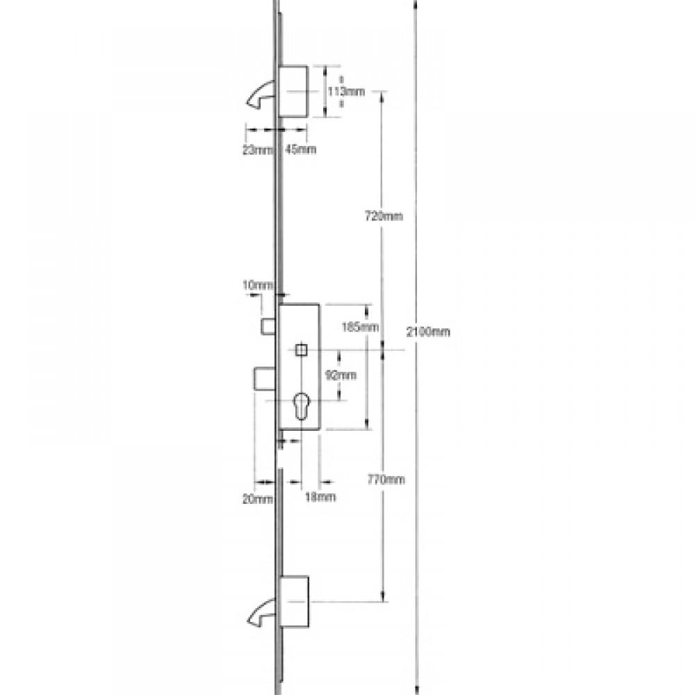 Winkhaus AV2 Auto Locking Lever Operated Latch Deadbolt 2 Hook