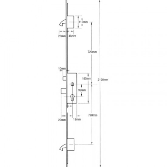 Winkhaus AV2 Auto Locking Lever Operated Latch Deadbolt 2 Hook