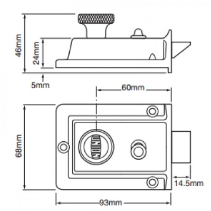 Union 1022 Traditional Cylinder Night Latch